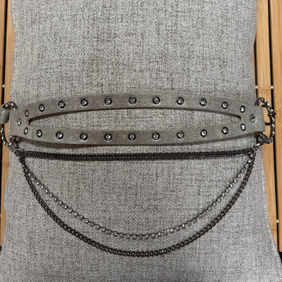 Accessories | Metallic Silver Belt Studded With Stones Chains And ...